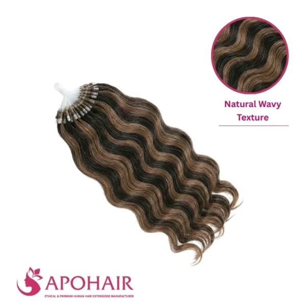 Natural Wavy Micro Loop Human Hair Extensions - 100% Vietnamese Remy ...